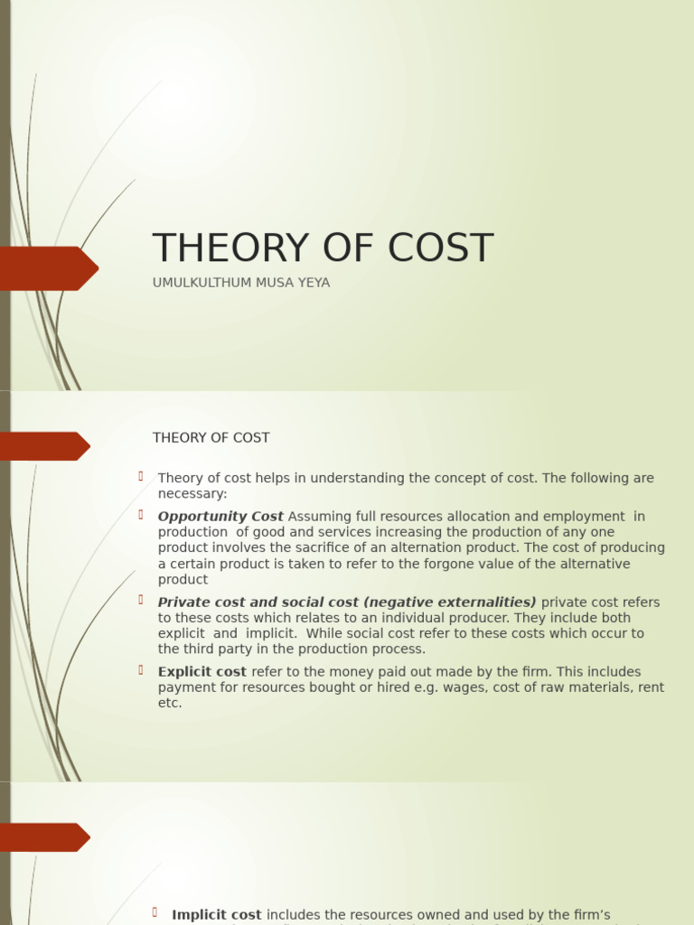 Lesson 9 Theory of Cost... | PDF | Marginal Cost | Average Cost