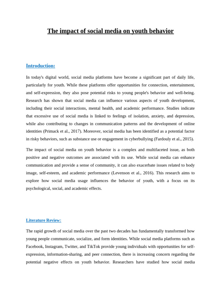 The Impact of Social Media On Youth Behavior | PDF | Popular Culture ...