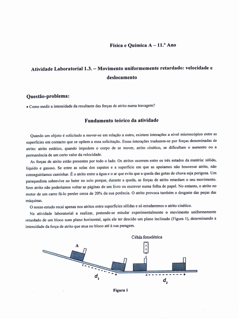 AL 1.3. - Movimento Uniformemente Retardado - Velocidade e Deslocamento ...