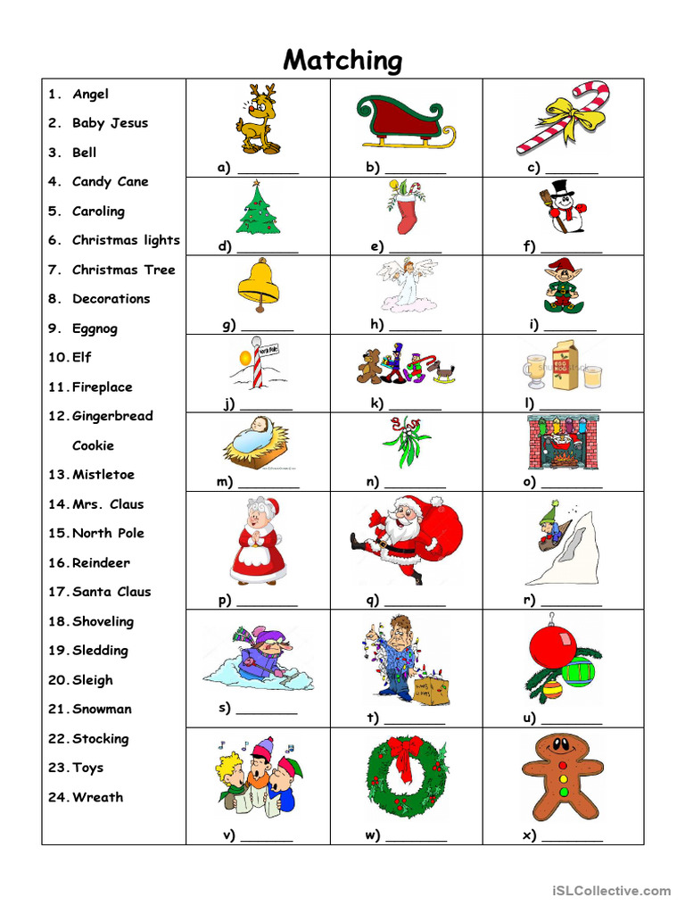 Christmas Matching and Bingo Worksheet | PDF