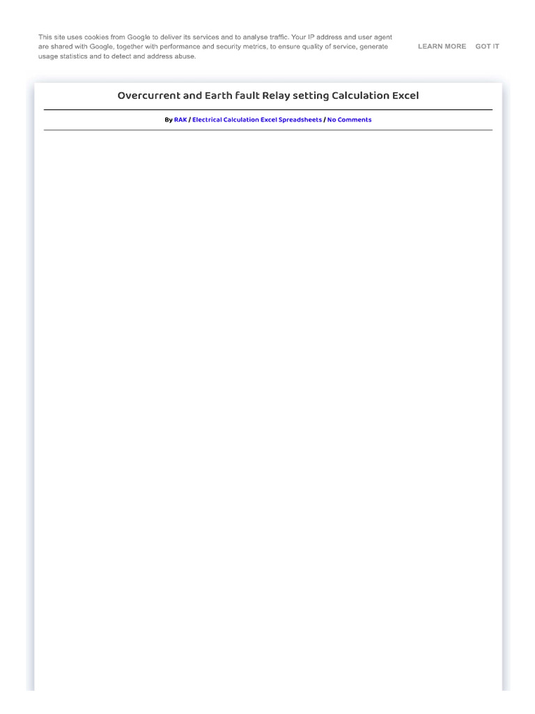 Overcurrent and Earth Fault Relay Setting Calculation | PDF
