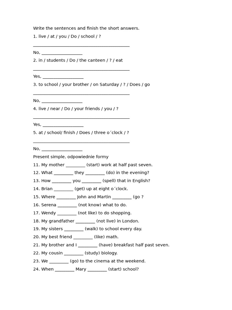 Exercises Simple Present | PDF