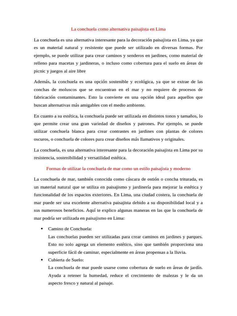 La Conchuela Como Alternativa Paisajista en Lima | PDF | Suelo | Mar