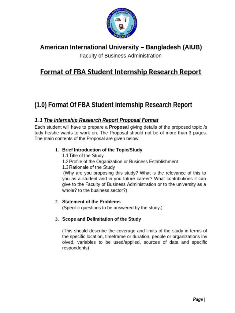 AIUB Internship Research Report Format | PDF | Statistics