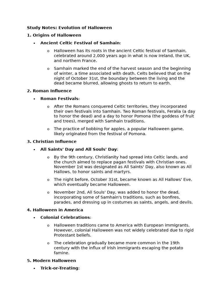Study Notes - Evolution of Halloween | PDF | Halloween | Trick Or Treating