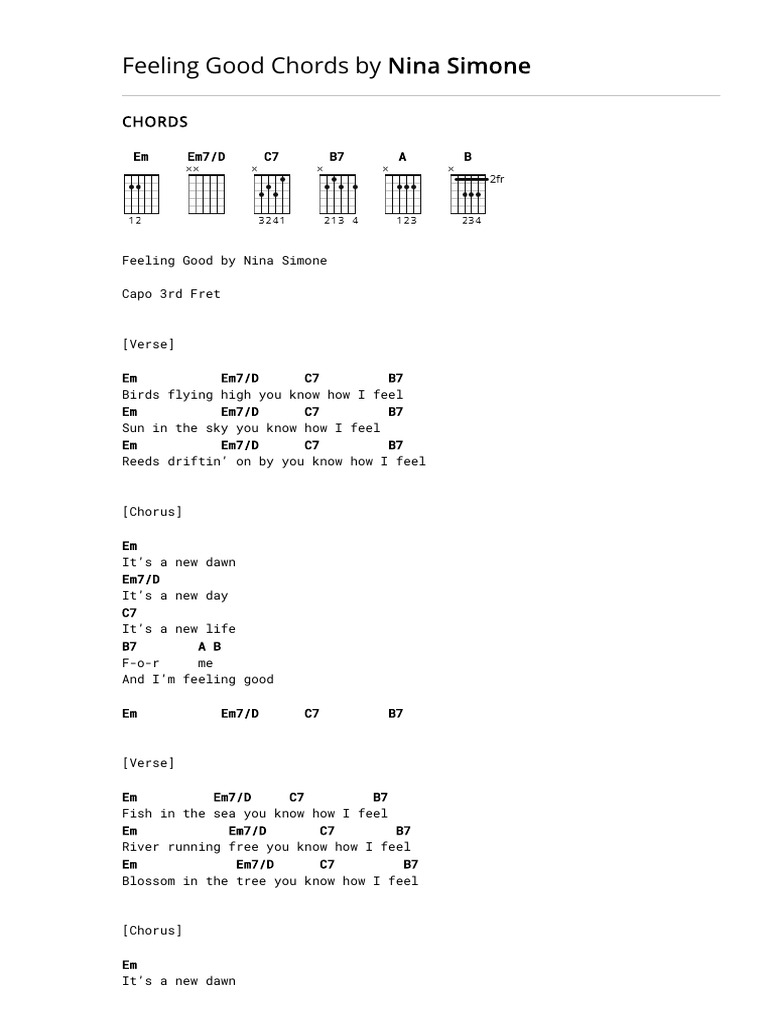 Nina Simone's "Feeling Good" Lyrics | PDF