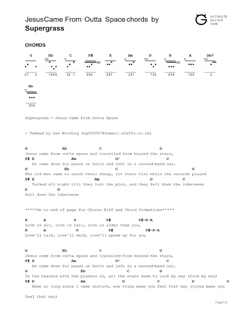 Jesus Came From Outta Space Chords | PDF