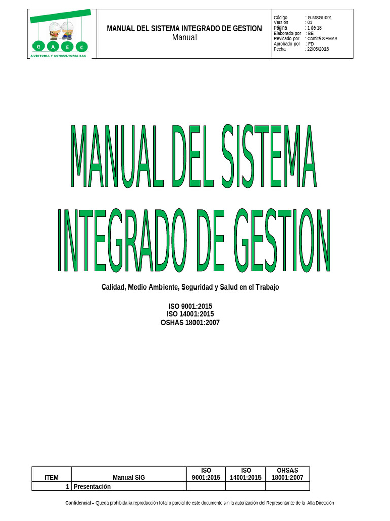 G-Msgi 001 Manual Sig (2) R2 | PDF | Sistema de manejo de calidad | Calidad (comercial)