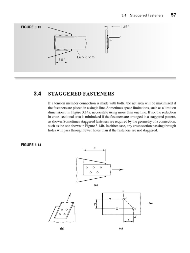 Staggered Fasteners in Tension Connections | PDF | Screw | Stress ...