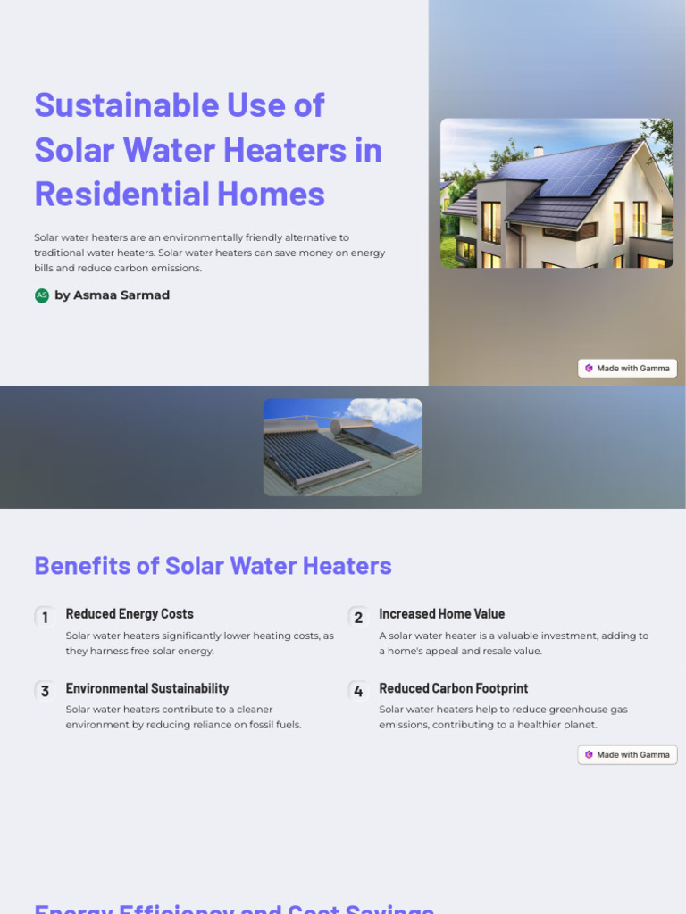 Sustainable Solar Water Heater Guide | PDF | Solar Power | Water Heating