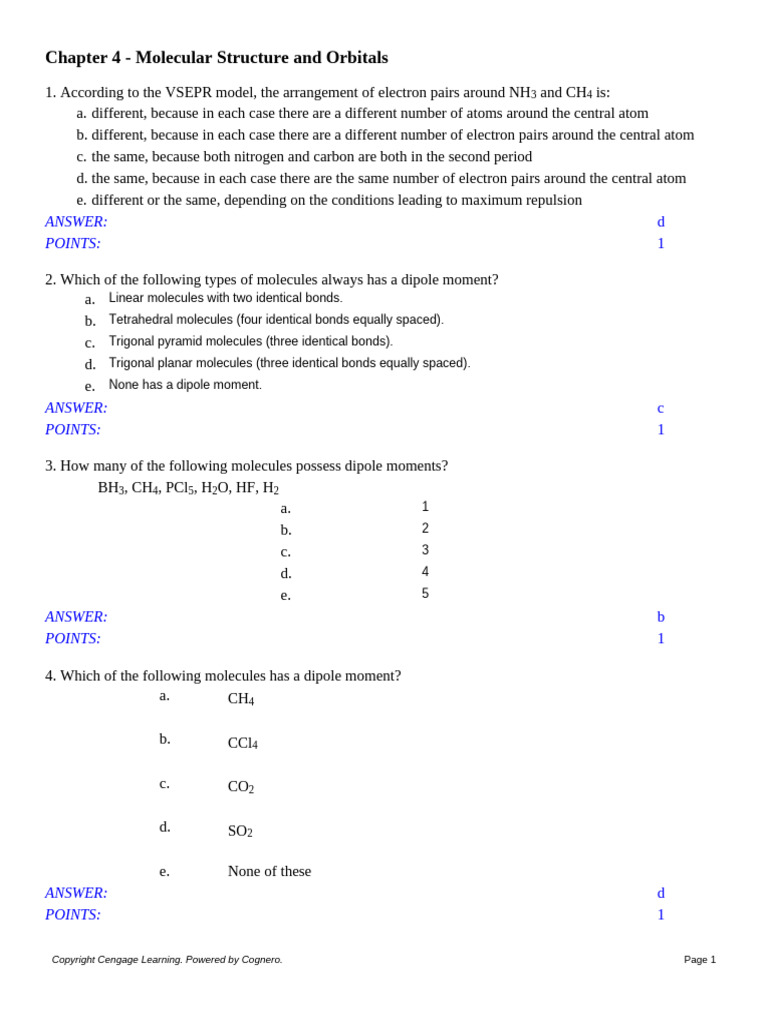Chapter 4 Molecular Structure and Orbitals | PDF | Molecular Orbital ...