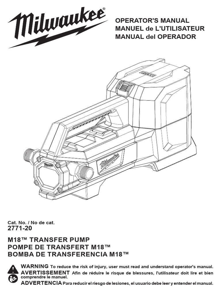 Milwaukee M18 Transfer Pump Manual | PDF | Pump | Battery Charger