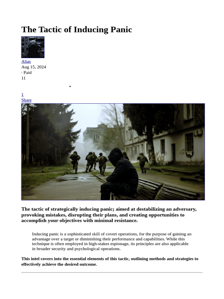 The Tactic of Inducing Panic | PDF | Panic | Fear
