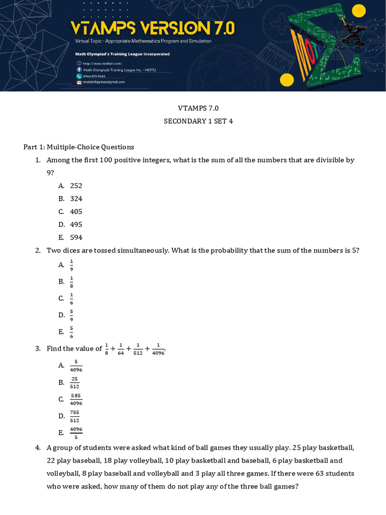 Vtamps Worksheet | PDF | Mathematics | Elementary Mathematics