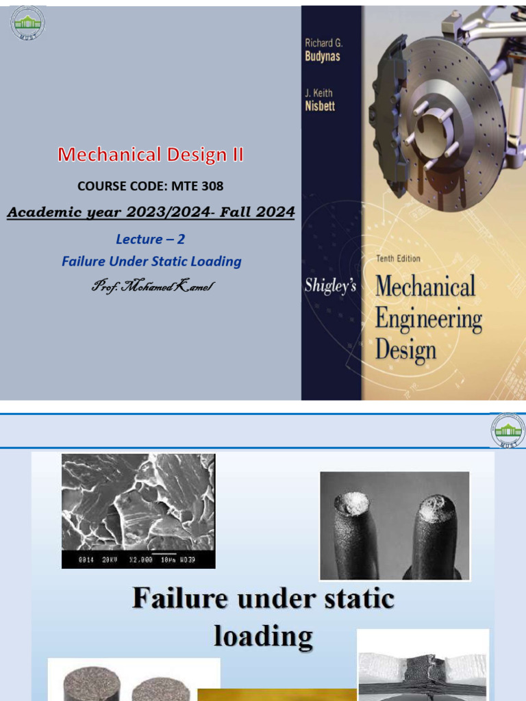 Mechanical Design Lecture 2 Failure Under Static Loading | PDF