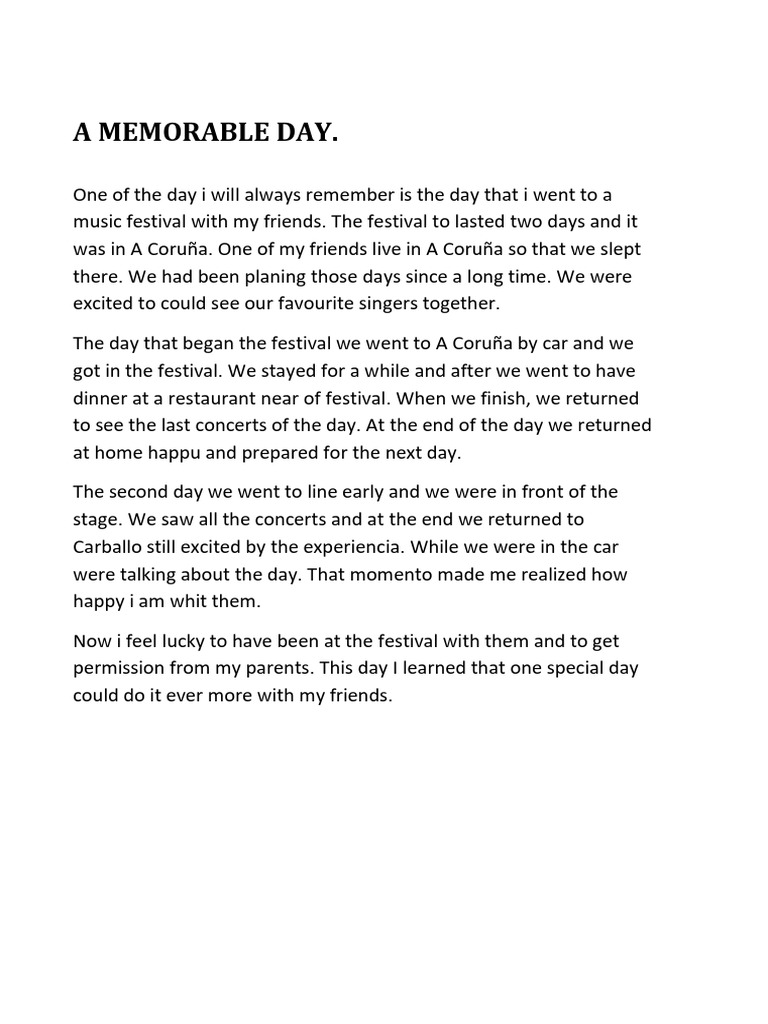 A Memorable Day | PDF
