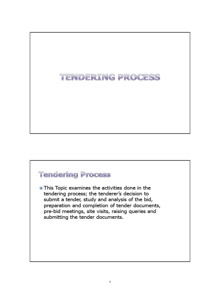 Topic 04 - The Tendering Process | PDF | Specification (Technical Standard) | Procurement