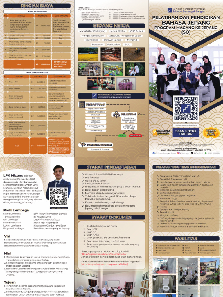 Brosur - LPK Mizuno Semangat Bangsa REGULER | PDF