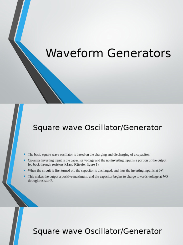 Waveform Generators | PDF | Operational Amplifier | Electronic Oscillator