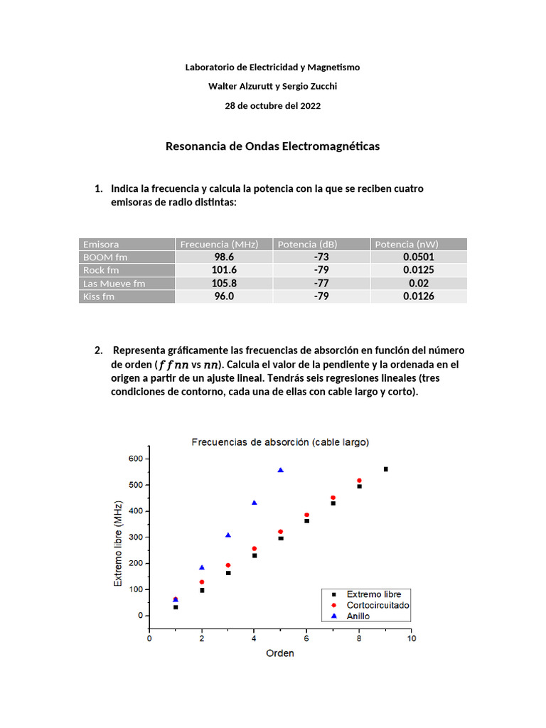 Laboratorio De Electricidad Y Magnetismo Pdf Frecuencia