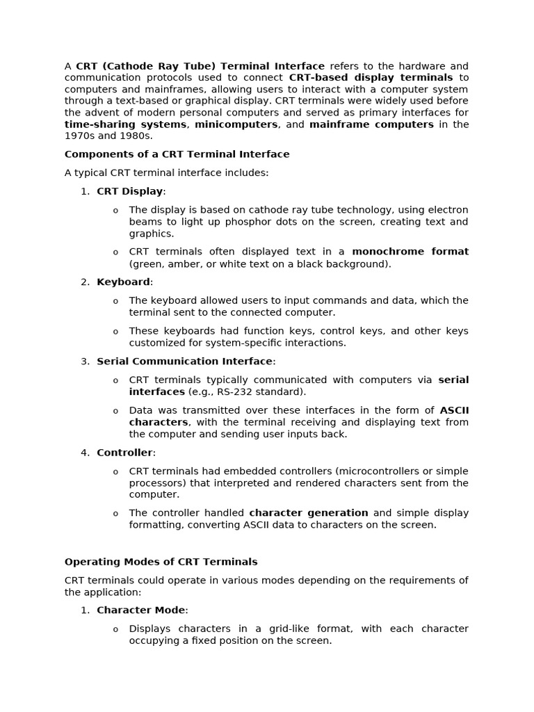 CRT and Printer Interface | PDF | Computer Terminal | Computer Network