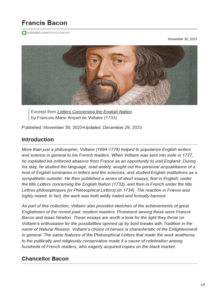 Francis Bacon | PDF | Voltaire | Francis Bacon