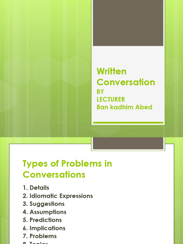 Conversation Problem Types Explained | PDF | Idiom