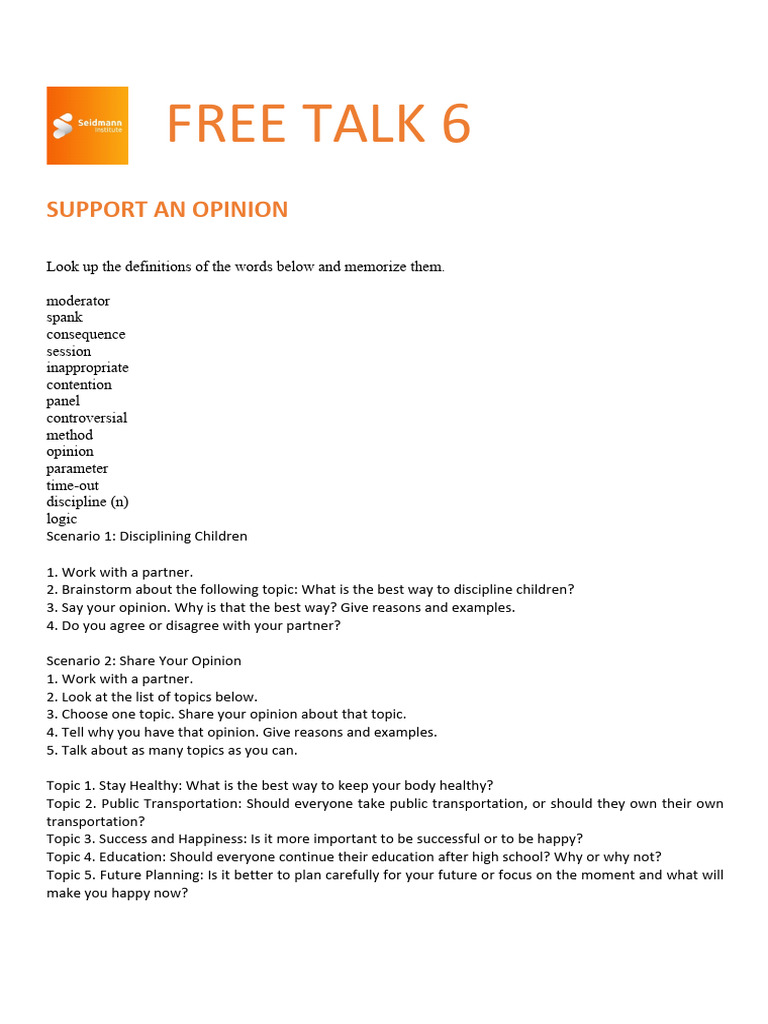 Free Talk 6 | PDF