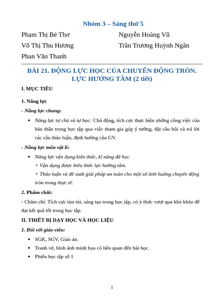 KHBD - BÀI 21 L C Hư NG Tâm | PDF