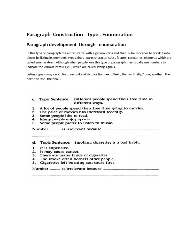 Enumeration | PDF | Books | Paragraph