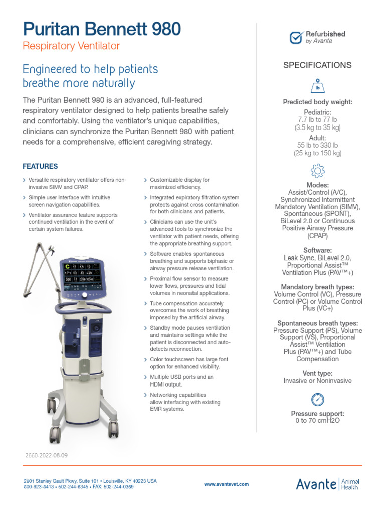 Puritan_Bennett_980_AH | PDF | Pulmonology