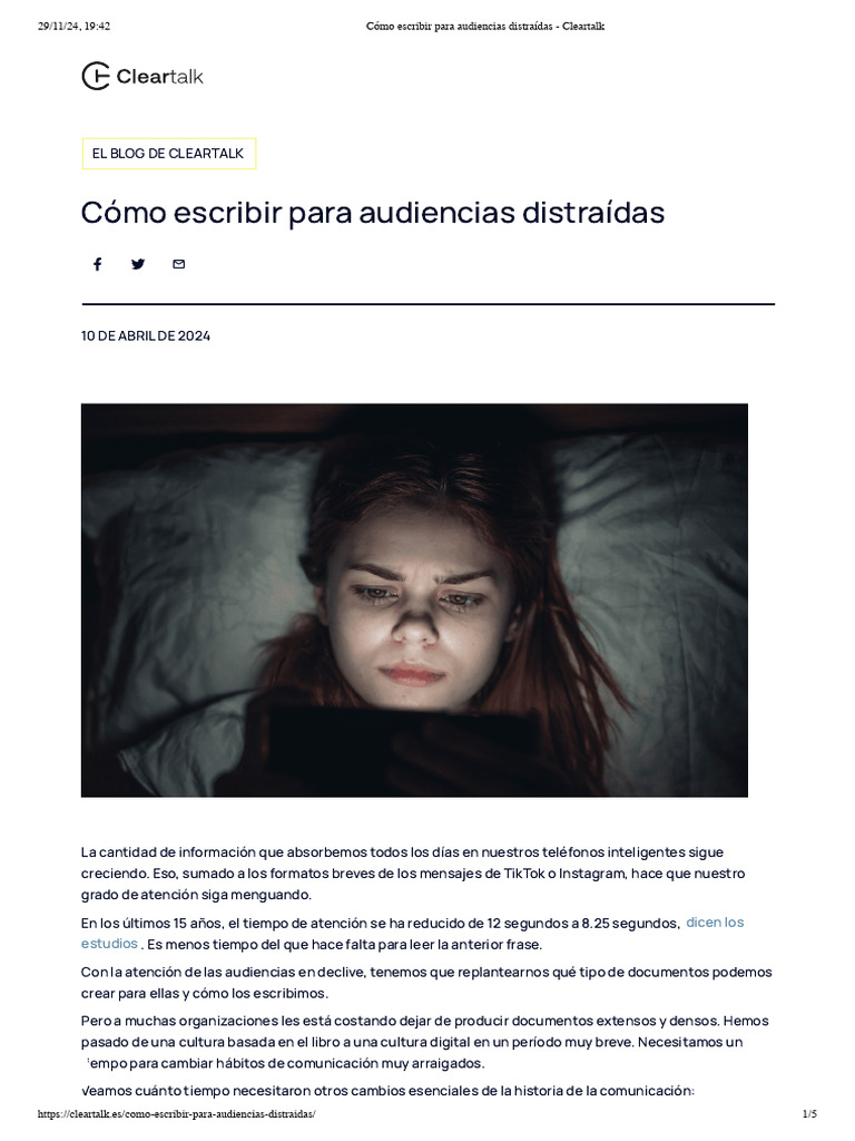 Cómo Escribir para Audiencias Distraídas - Cleartalk | PDF