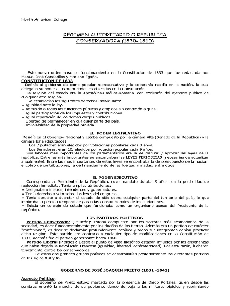 Republica Conservadora y Republica Liberal 20 03 2020 | PDF | Chile