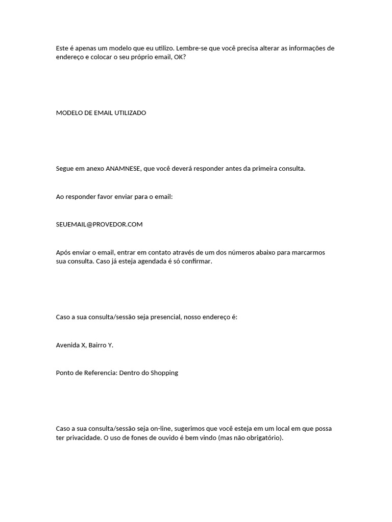 Modelo E-Mail Terapia | PDF