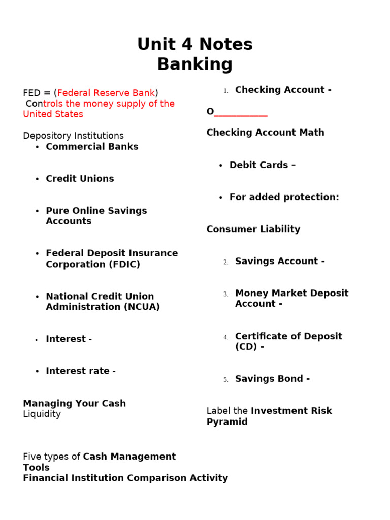 CANVAS - Unit 4 Lecture Guide | PDF | Interest | Banks
