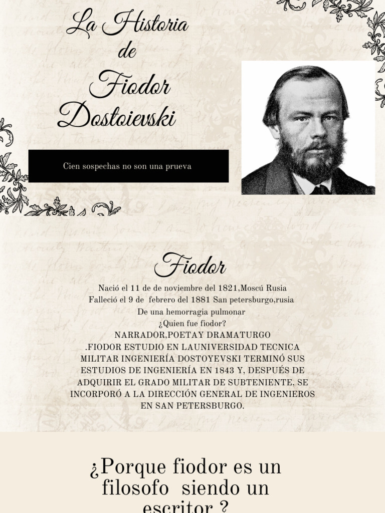 Fiodor Dostoievski: Vida y Filosofía | PDF