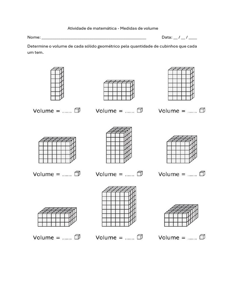 Atividade - Medidas de Volume | PDF