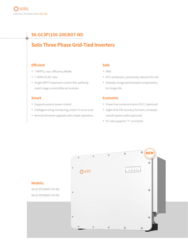 Solis Datasheet S6-GC3P (150-200) K07-ND Global V2,9 202410 | PDF | Electrical Components ...