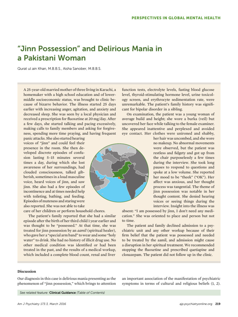 Khan Sanober 2016 Jinn Possession and Delirious Mania in A Pakistani ...