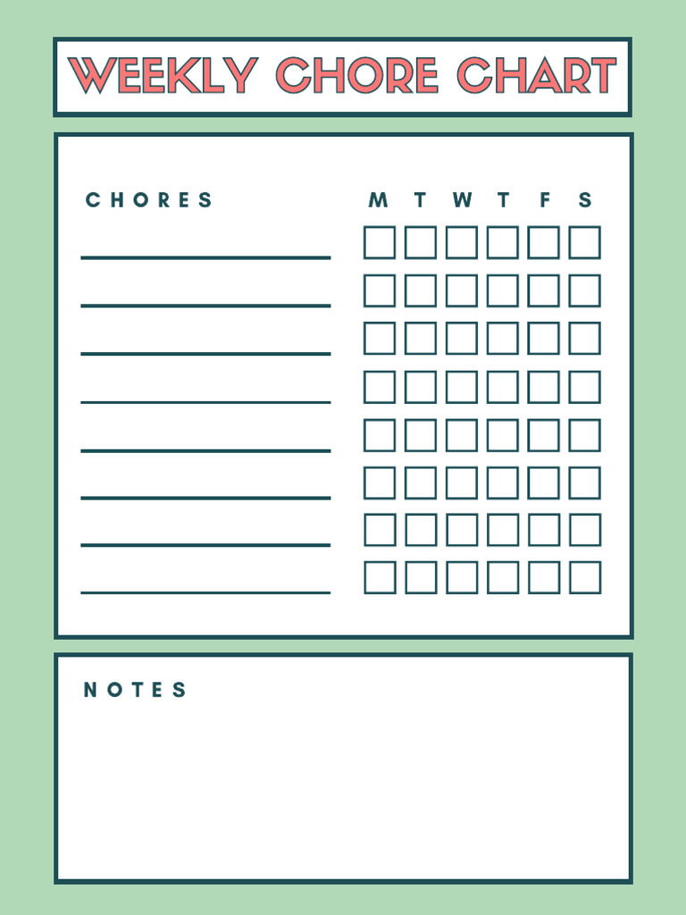 Weekly Chore Chart Template | PDF