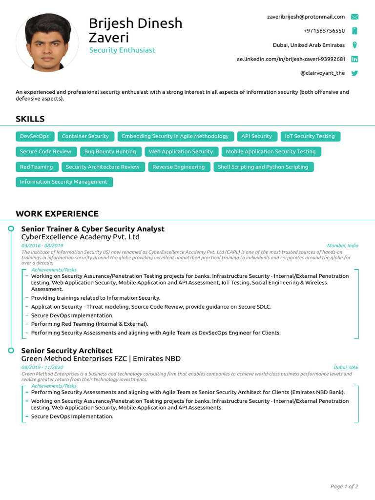 Brijesh's Resume | PDF | Security | Computer Security