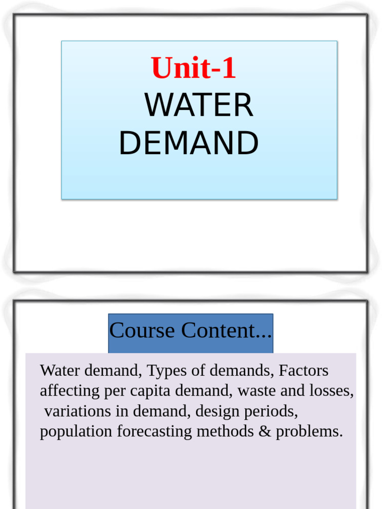 1 Water Demand | PDF | Demand | Water
