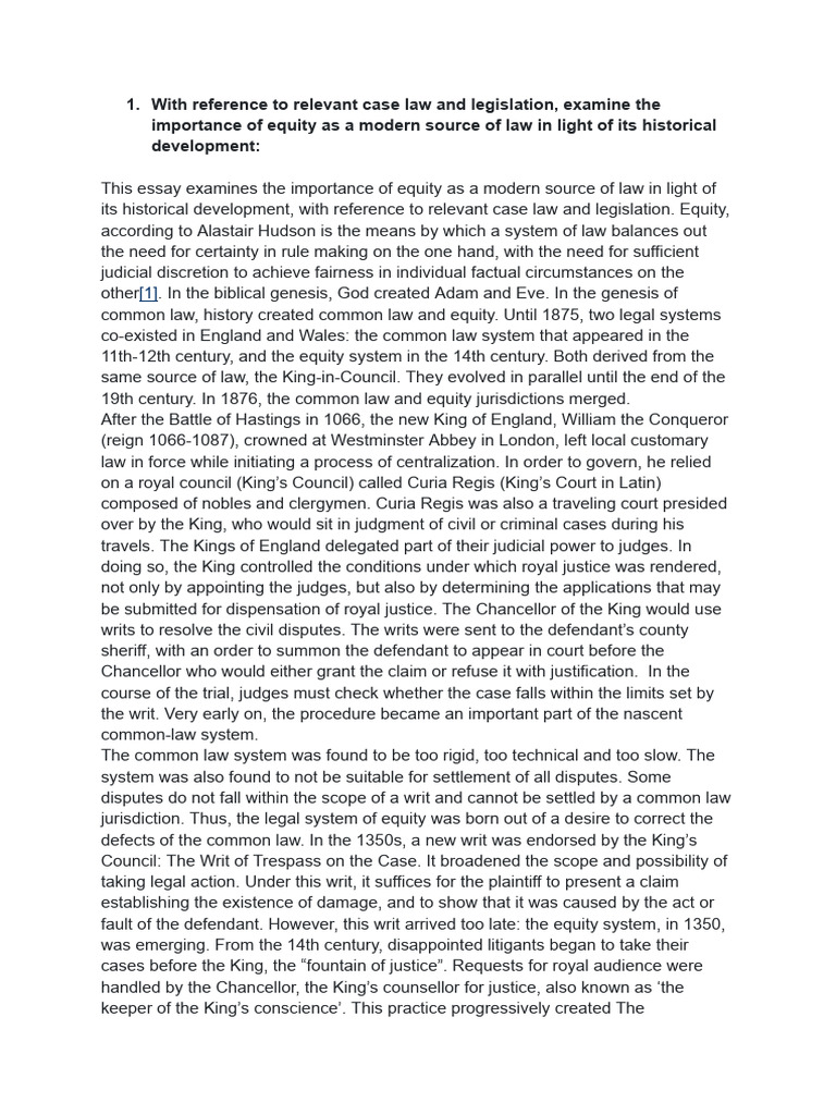 Importance of Equity in Modern Law | PDF | Equity (Law) | Common Law