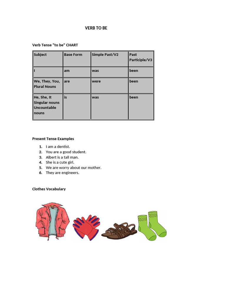 Verb To Be I, Clothes, Colors | PDF