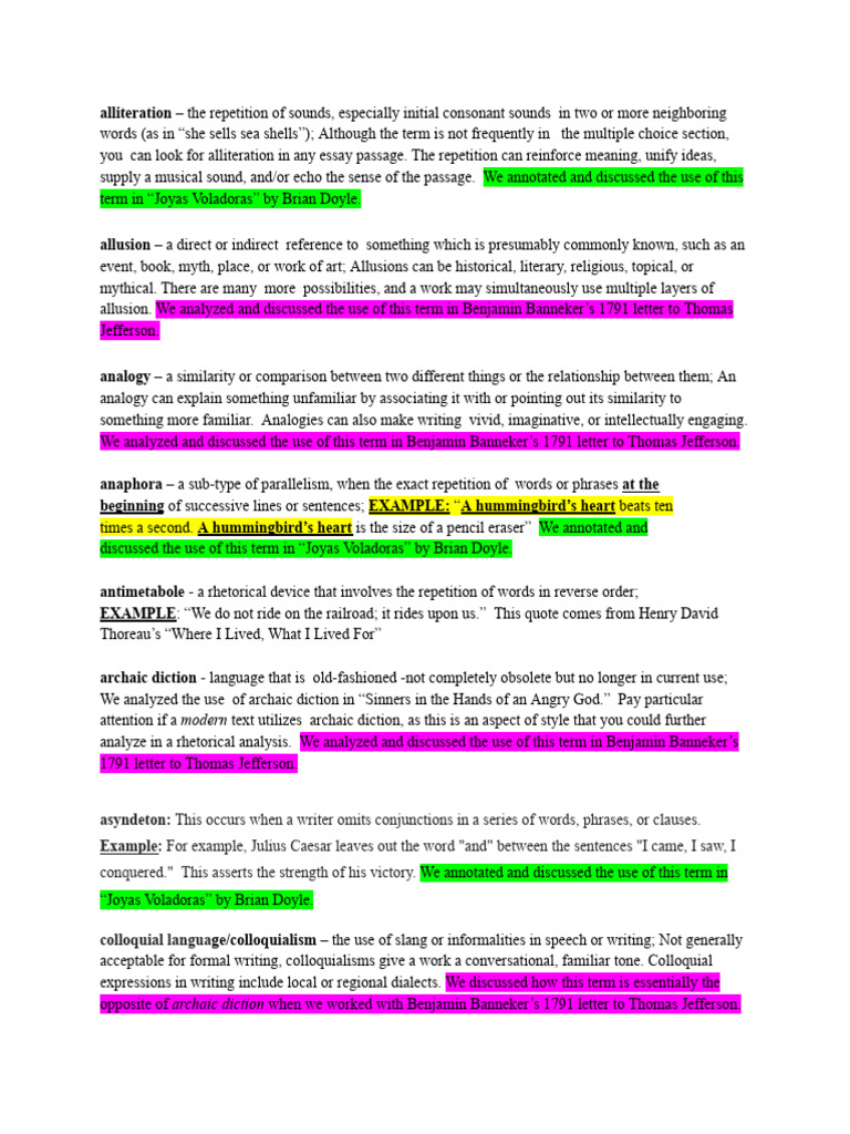 AP English Language & Composition - Rhetorical Analysis Terms | PDF ...