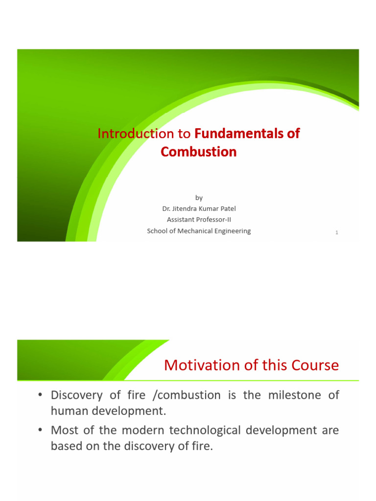 Lecture-1 - Fundamentals of Combustion | PDF