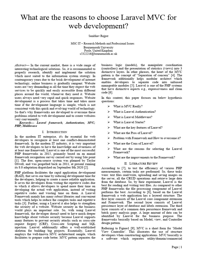 What Are The Reasons To Choose Laravel MVC For Web Development | PDF ...