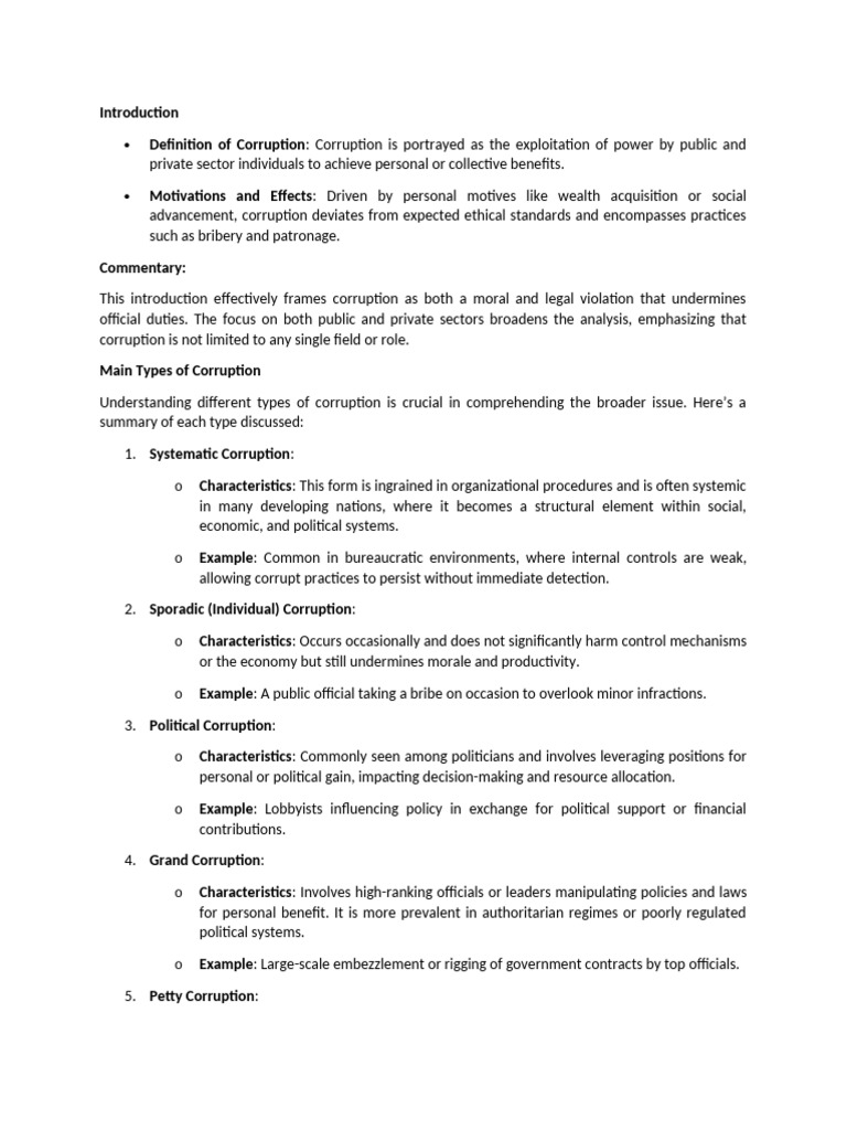 Understanding Types and Effects of Corruption | PDF | Corruption ...