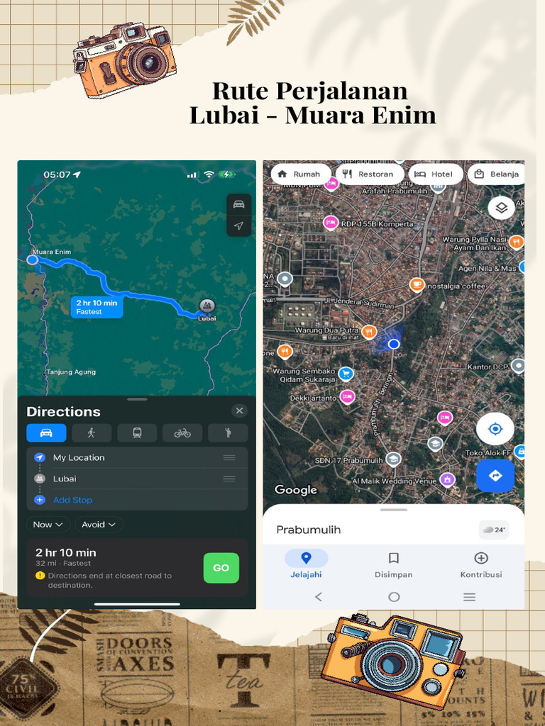 Rute Perjalanan Lubai - Muara Enim | PDF