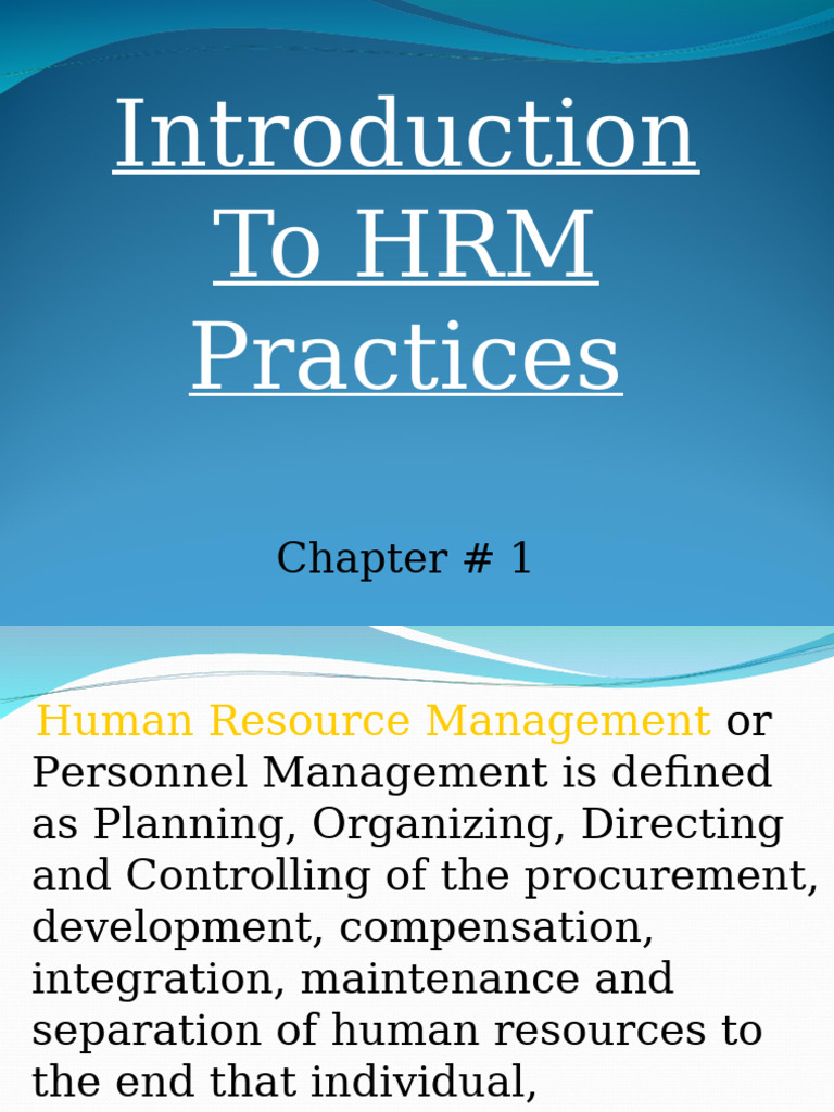 Chapter 1 | PDF | Employment | Human Resource Management
